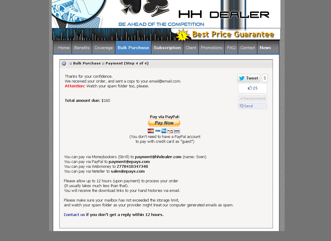www.HHDEALER.com - Your place to buy Poker hand histories